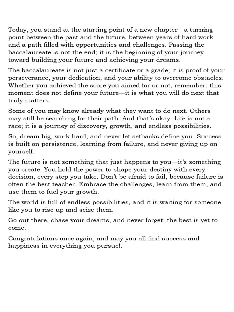 Embracing Your Baccalaureate Journey | PDF