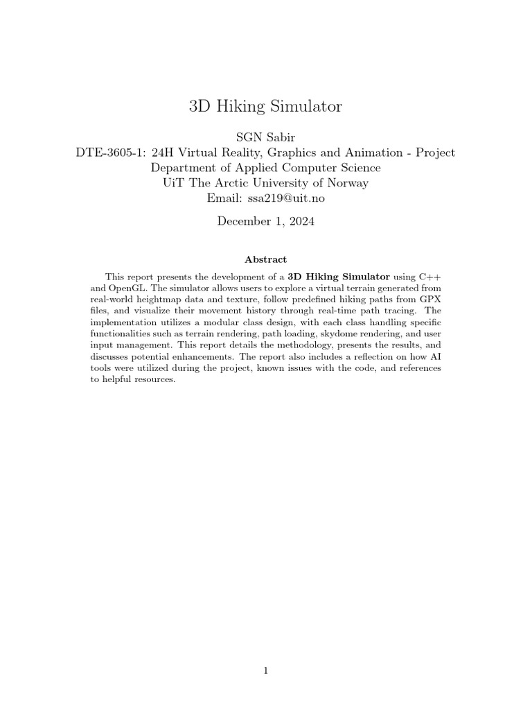 VR2 - Project - 2024 - 3D Hiking Simulator | PDF | Rendering (Computer ...
