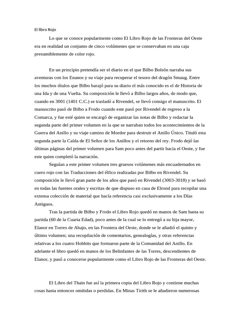 El Libro Rojo | PDF | Bilbo Baggins | Novelas de alta fantasía