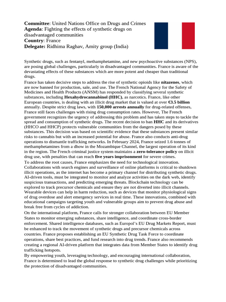 France Position Paper UNODC | PDF | Illegal Drug Trade | Drugs