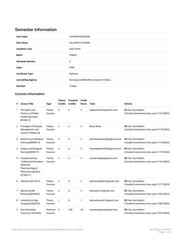 Semesters - HTI Portal(1) | PDF | Medicine | Public Services