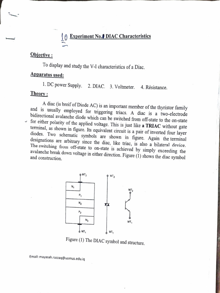 VI Characteristics of DIAC | PDF | Diode | Electronics