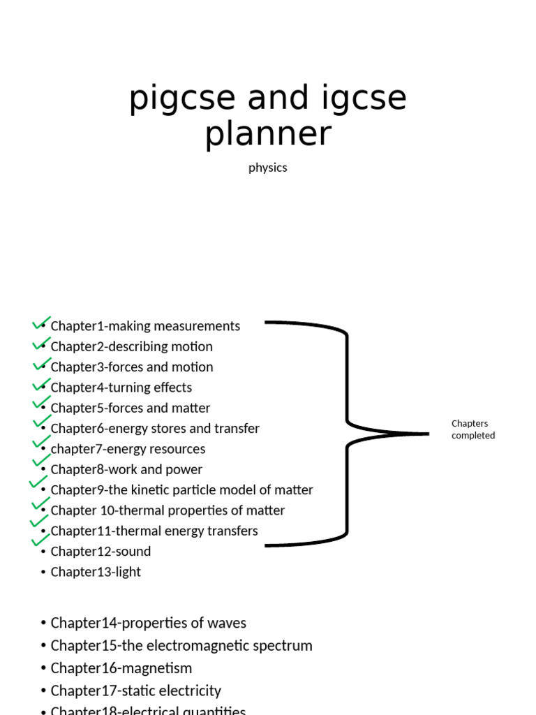 Pigcse and Igcse Planner Physics | PDF