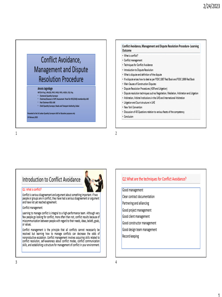 Conflict Avoidance in Construction Management | PDF | Mediation ...