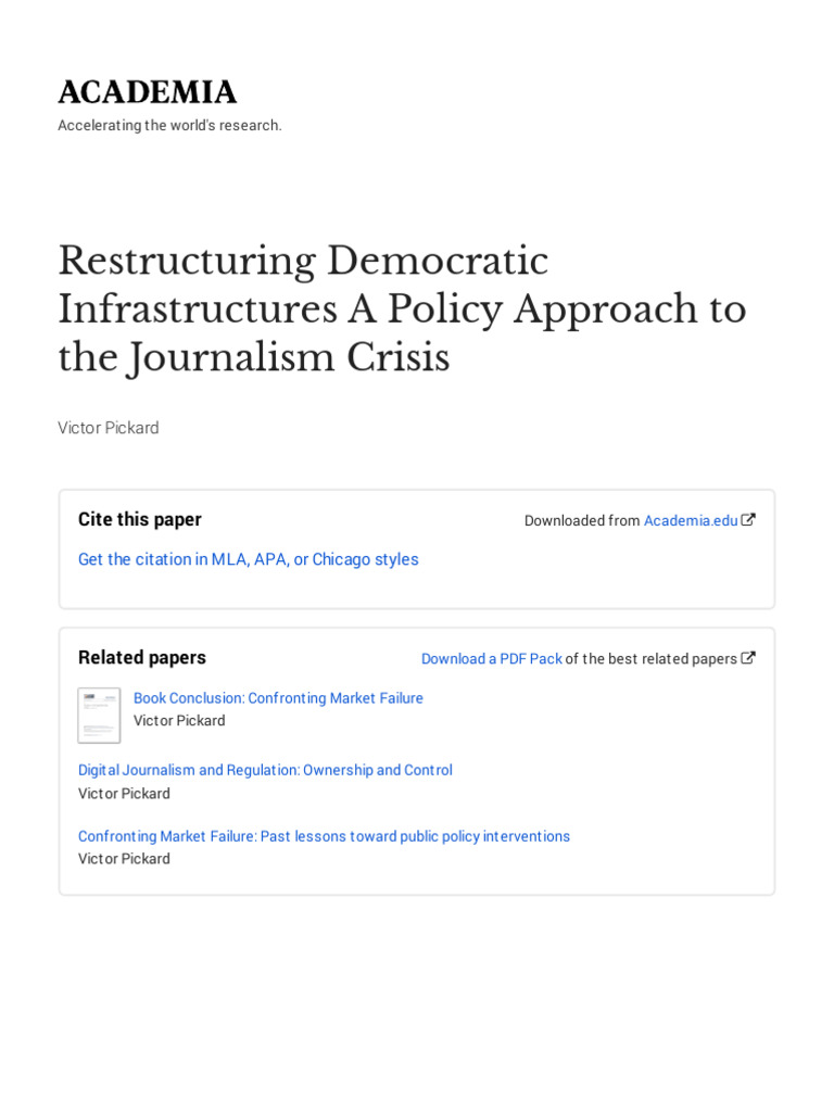 Policy Approach To Journalism Crisis in Digital Era | PDF | Net ...
