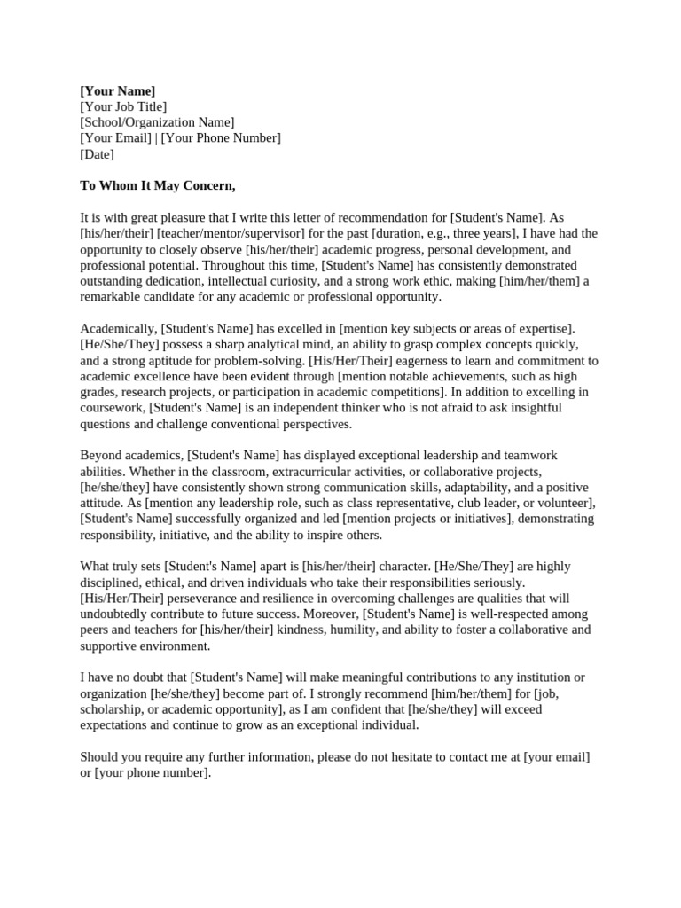 General Recommendation Letter1 | PDF | Leadership | Psychology