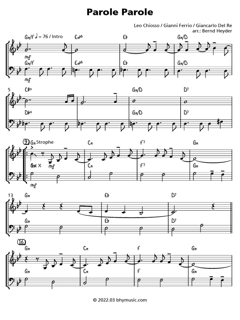 Parole Parole - C | PDF | French Songs | Pop Songs