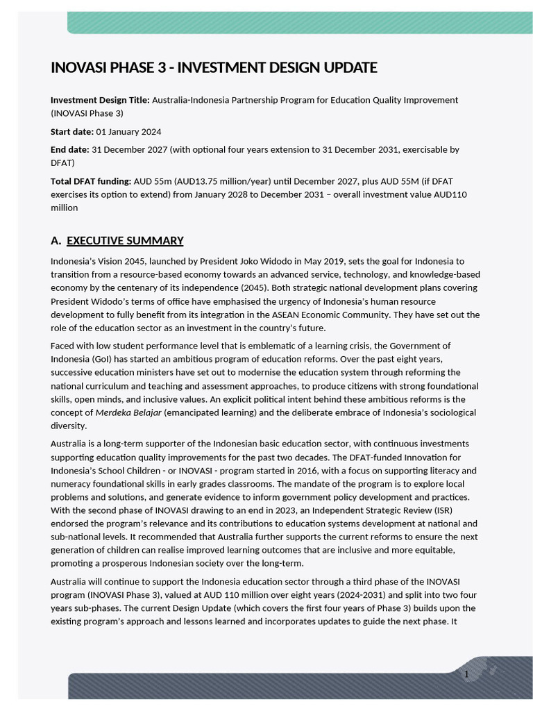 Inovasi Phase 3 Design Update | PDF | Inclusion (Education) | Policy
