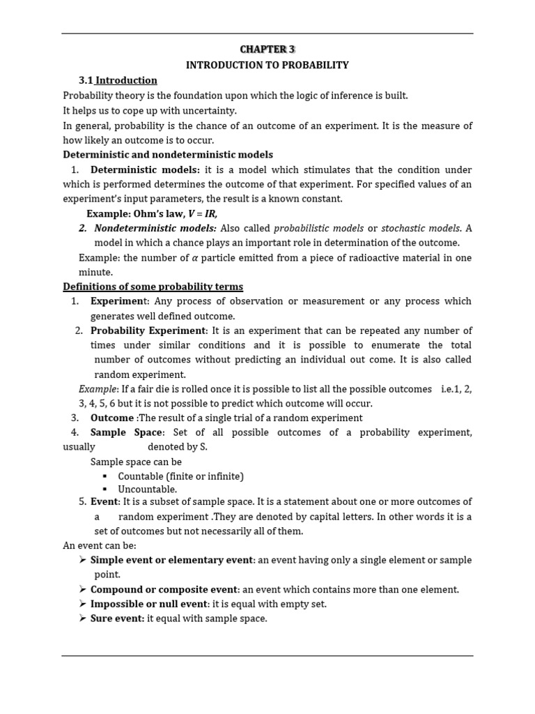 introduction to probability edited | PDF | Probability Distribution ...