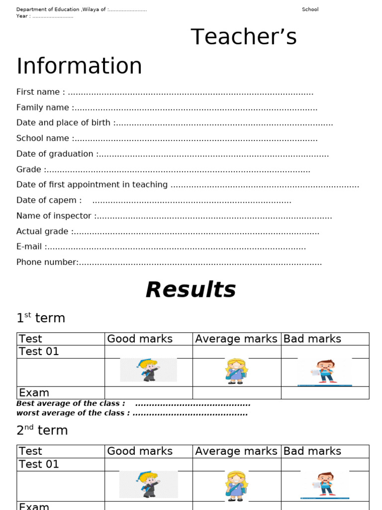 Teacher Assessment Report Template | PDF