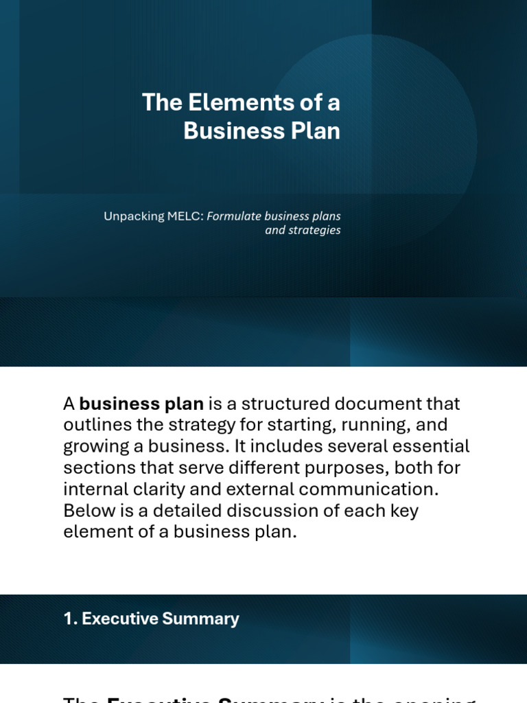 Essential Elements of a Business Plan | PDF | Business Plan | Marketing