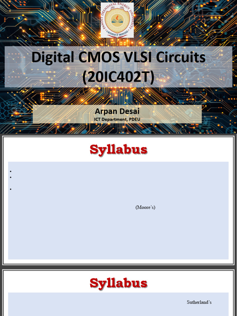 Digital CMOS VLSI Circuits - AHD | PDF | Mosfet | Field Effect Transistor