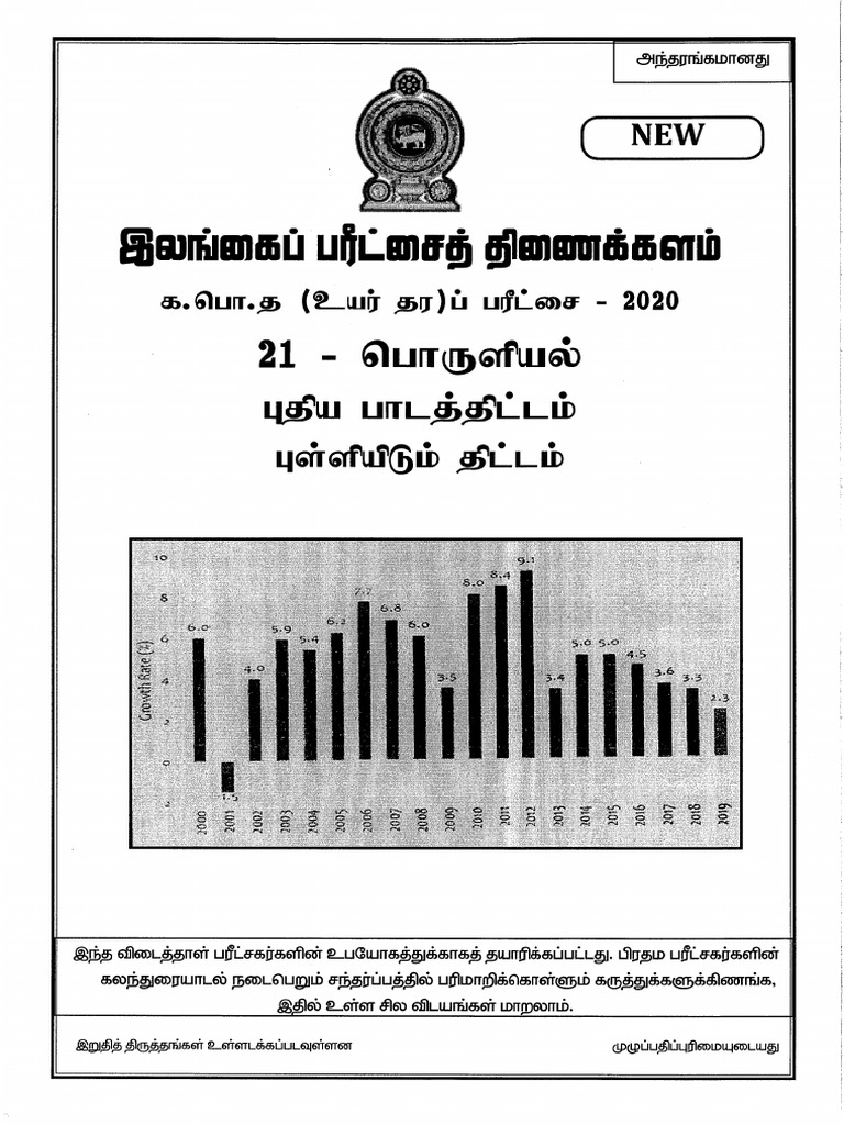 2020 AL Economics Marking Scheme - Tamil Medium | PDF