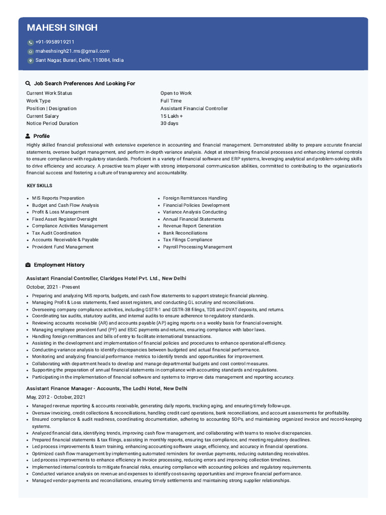 MAHESH SINGH – ATS Resume | PDF | Regulatory Compliance | Audit