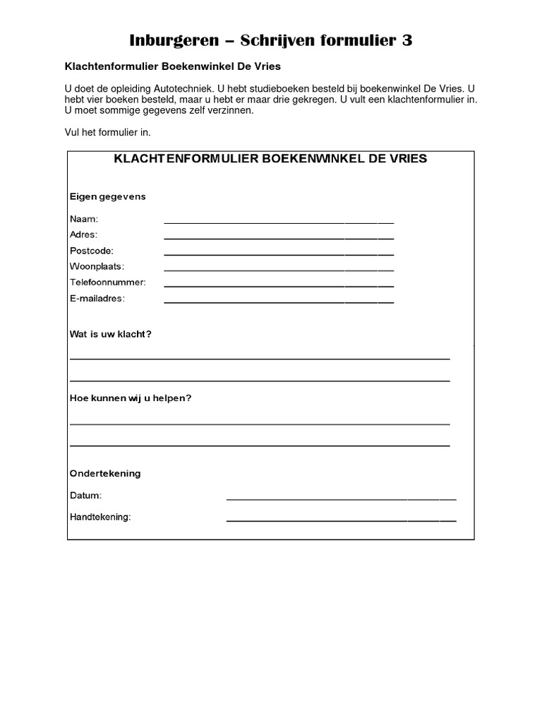 Extra - Schrijven Formulier 3 | PDF