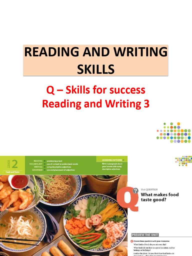 Reading & Writing Skills Guide | PDF | Chinese Cuisine | Foods