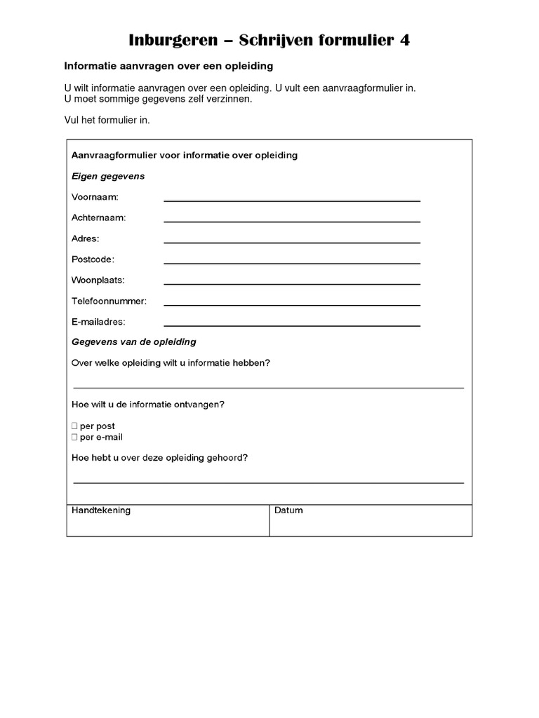 Extra - Schrijven Formulier 4 | PDF