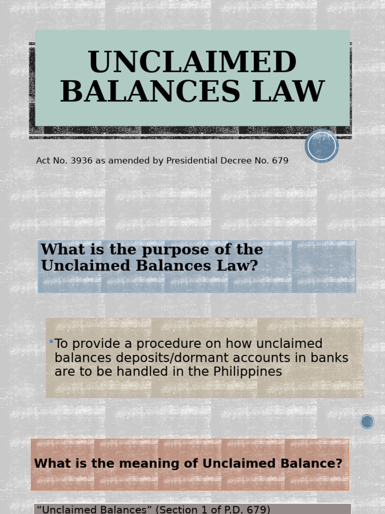 Unclaimed Balances Guide | PDF | Banks | Deposit Account