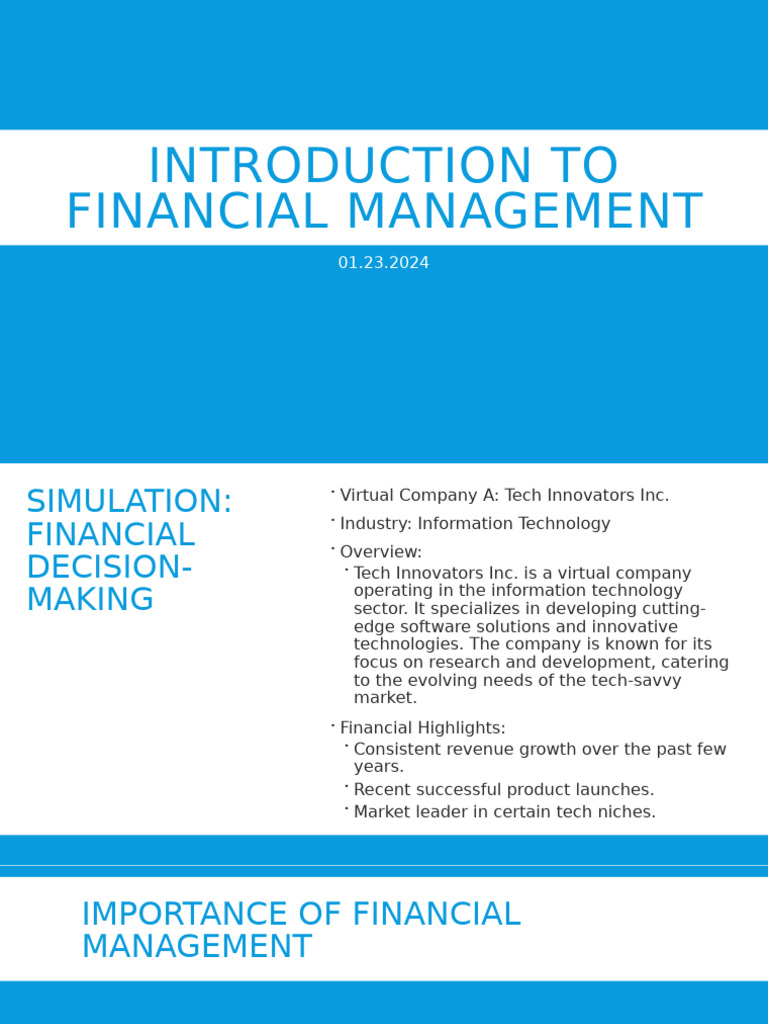 01.16.2025 Introduction To Financial Management | PDF