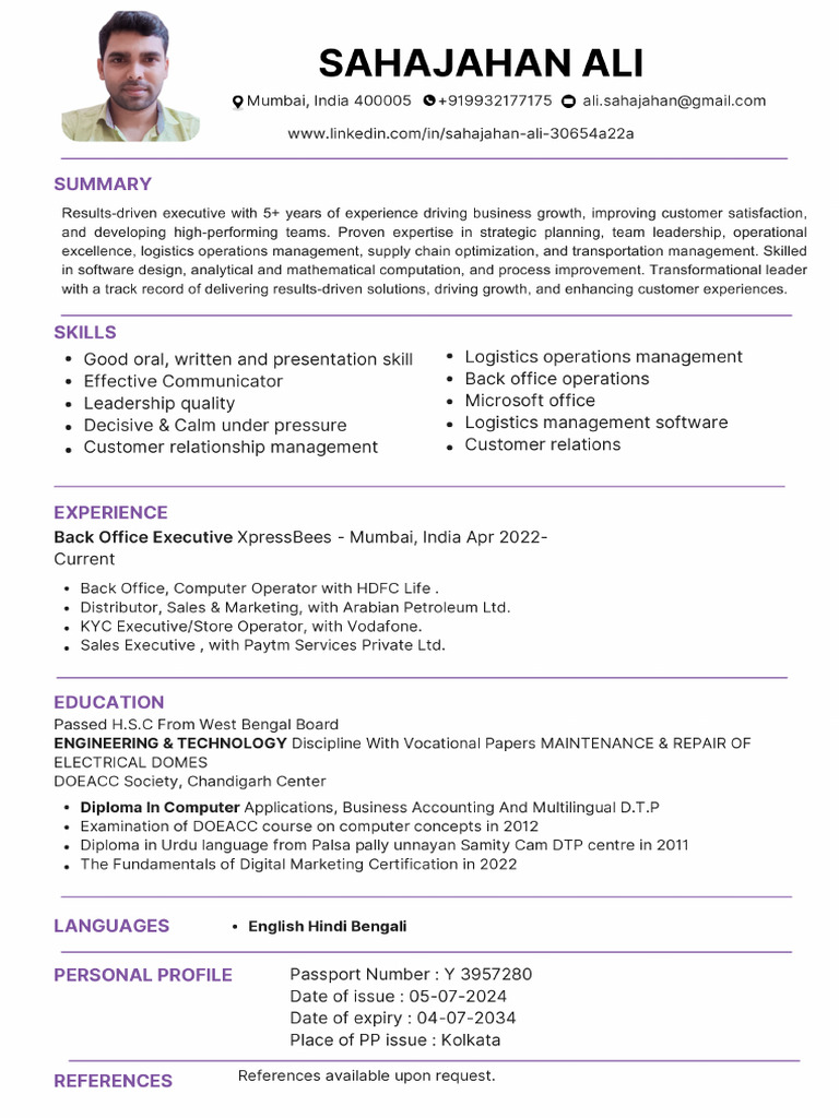 Ali Resume Mumbai | PDF