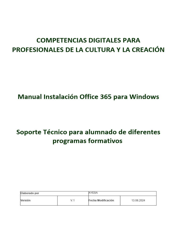 ALUMNO - MANUAL INSTALACION OFFICE 365 para WINDOWS | PDF | Microsoft ...
