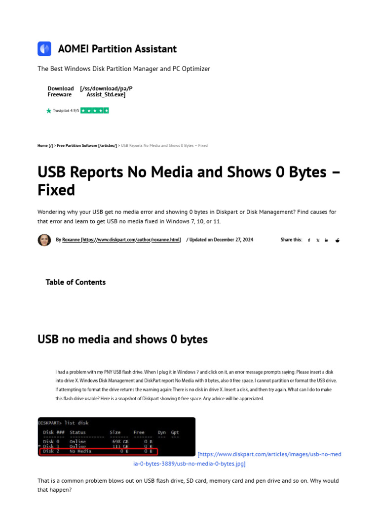 Fixing Usb No Media 0 Bytes Error Pdf Usb Flash Drive Usb