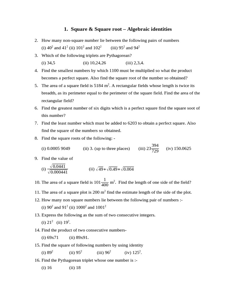 Square _ Square root –1 | PDF | Square Root | Field (Mathematics)