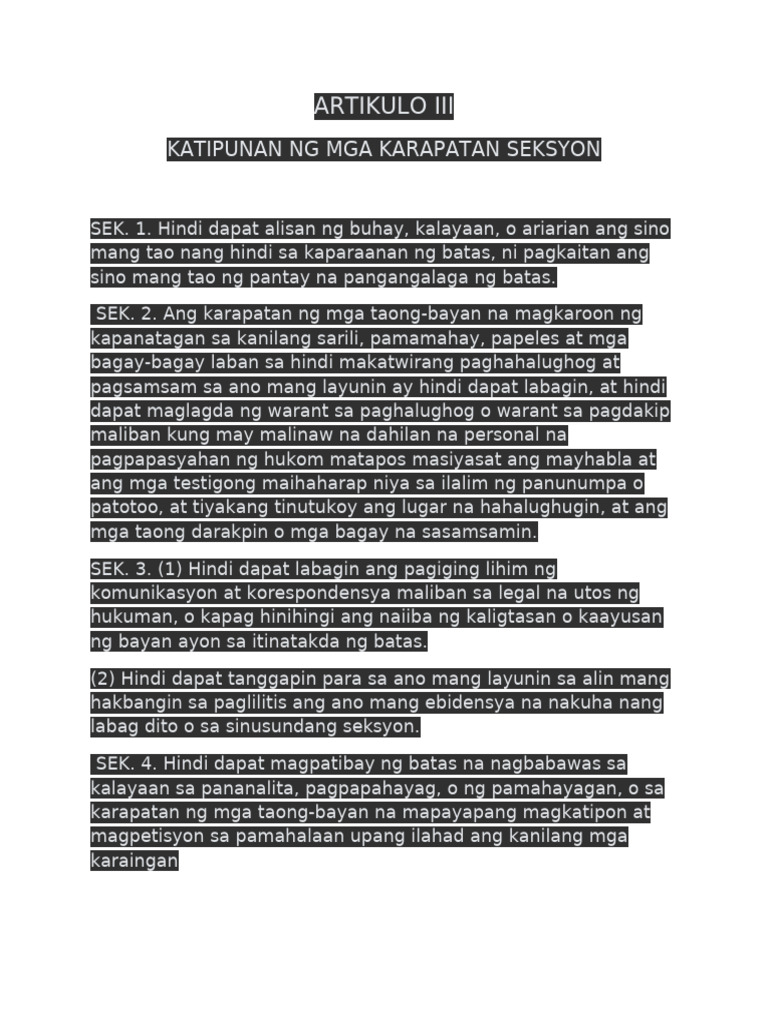 Artikulo Iii | PDF