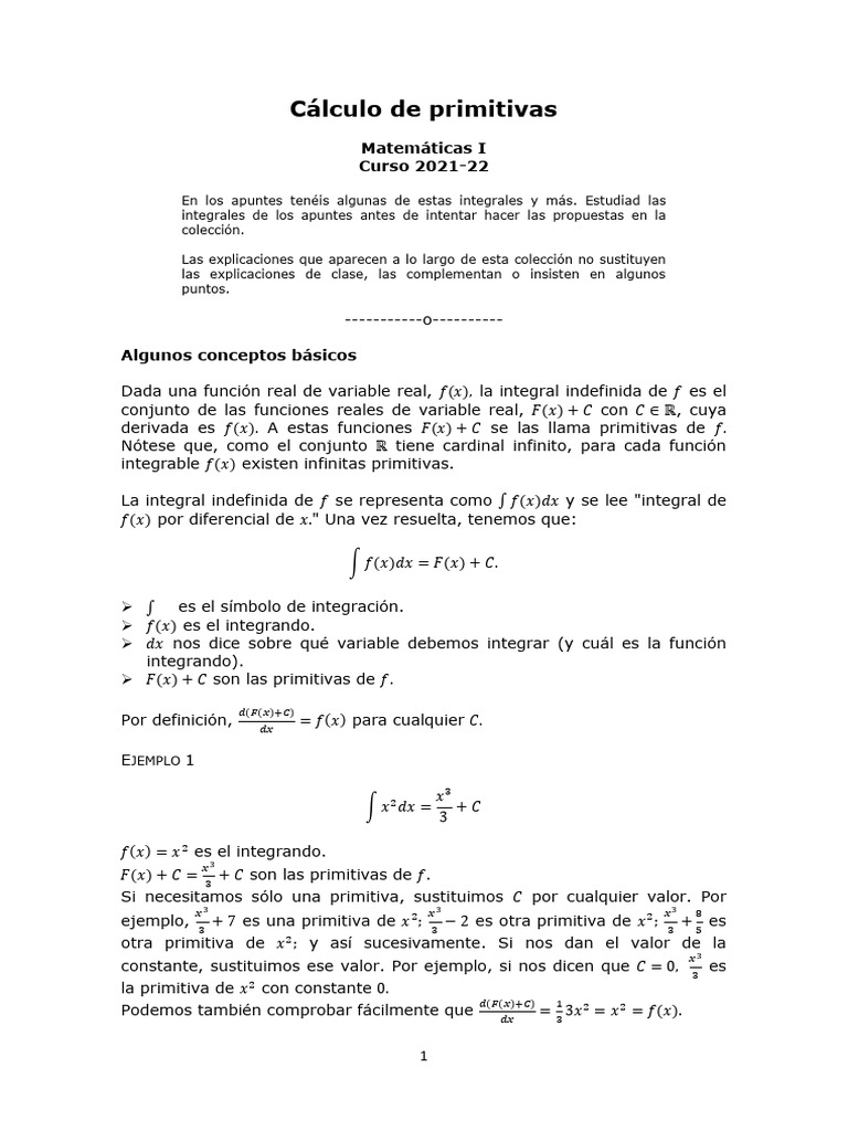 Calculo de primitivas | PDF | Integral | Logaritmo