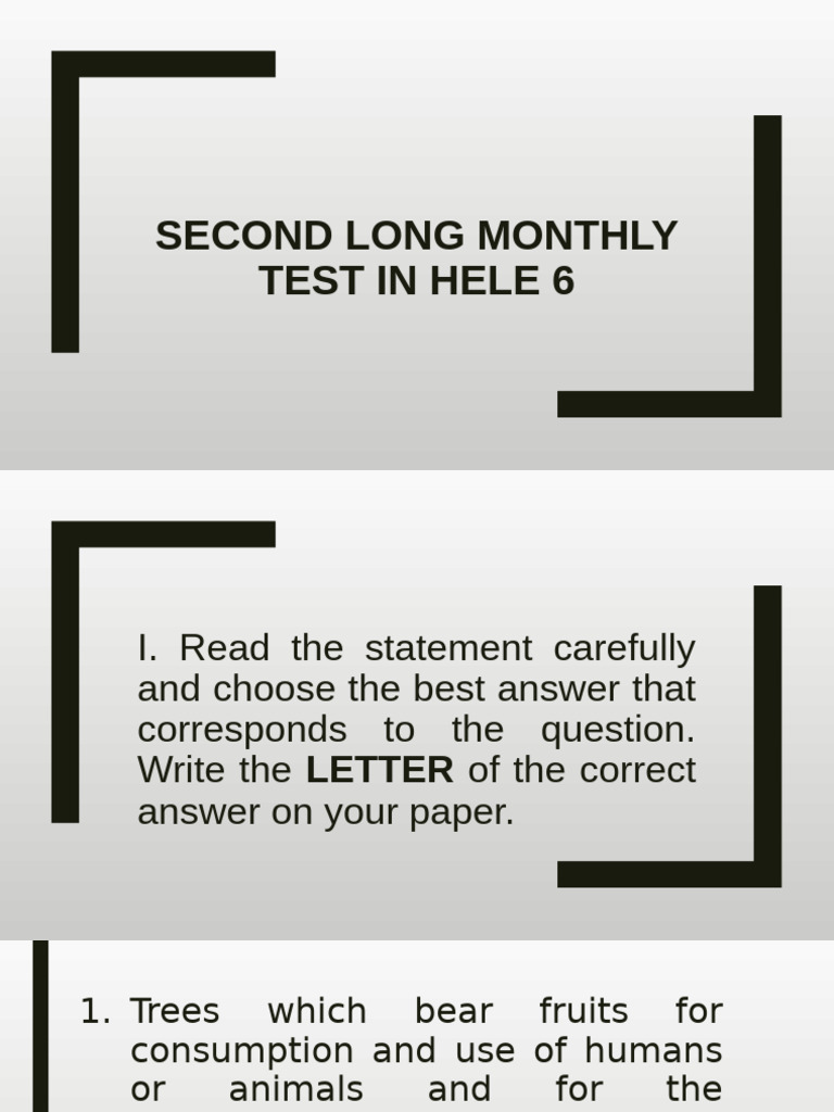 2nd Monthly Long Exam - Hele 6 | PDF | Mango | Trees