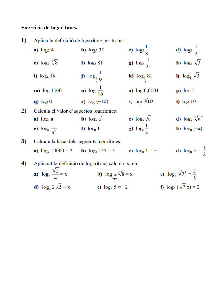 Exercicis Extra Logaritmes | PDF