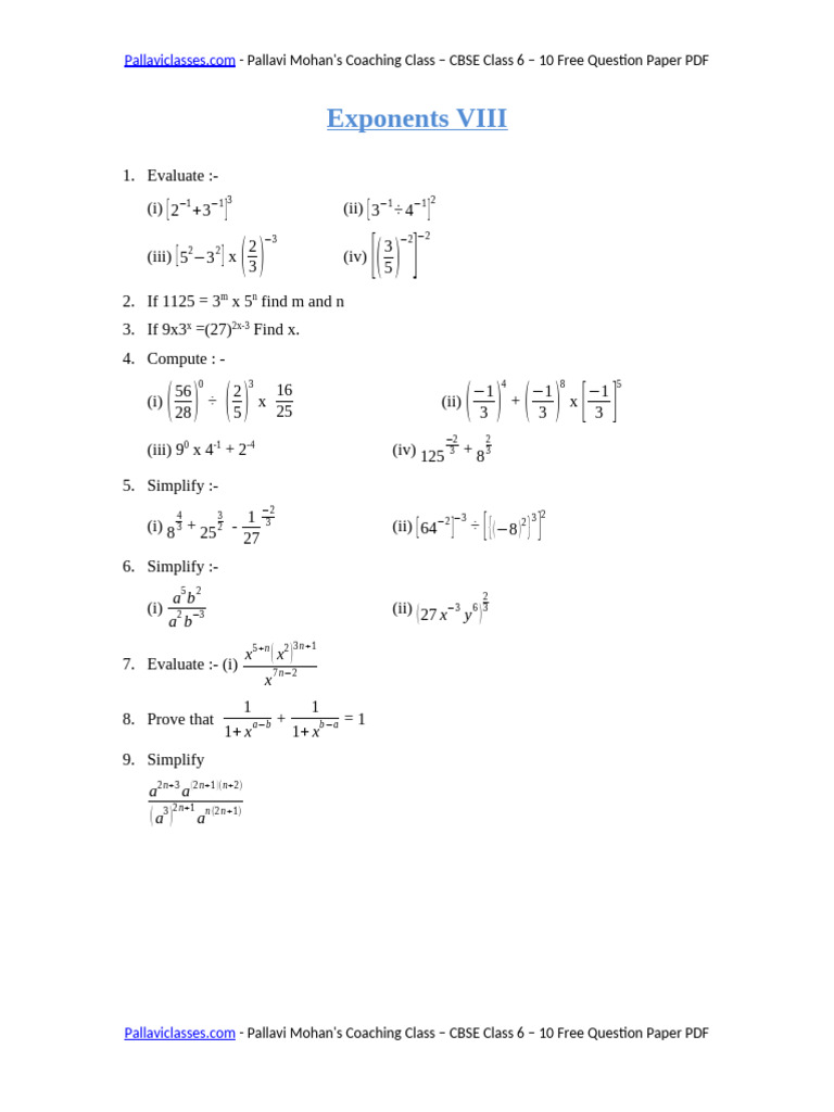 Exponents VIII | PDF