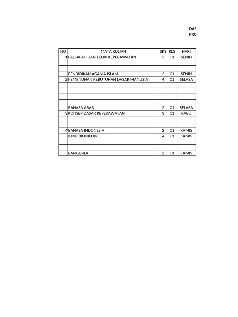 JADWAL MATKUL C1 | PDF