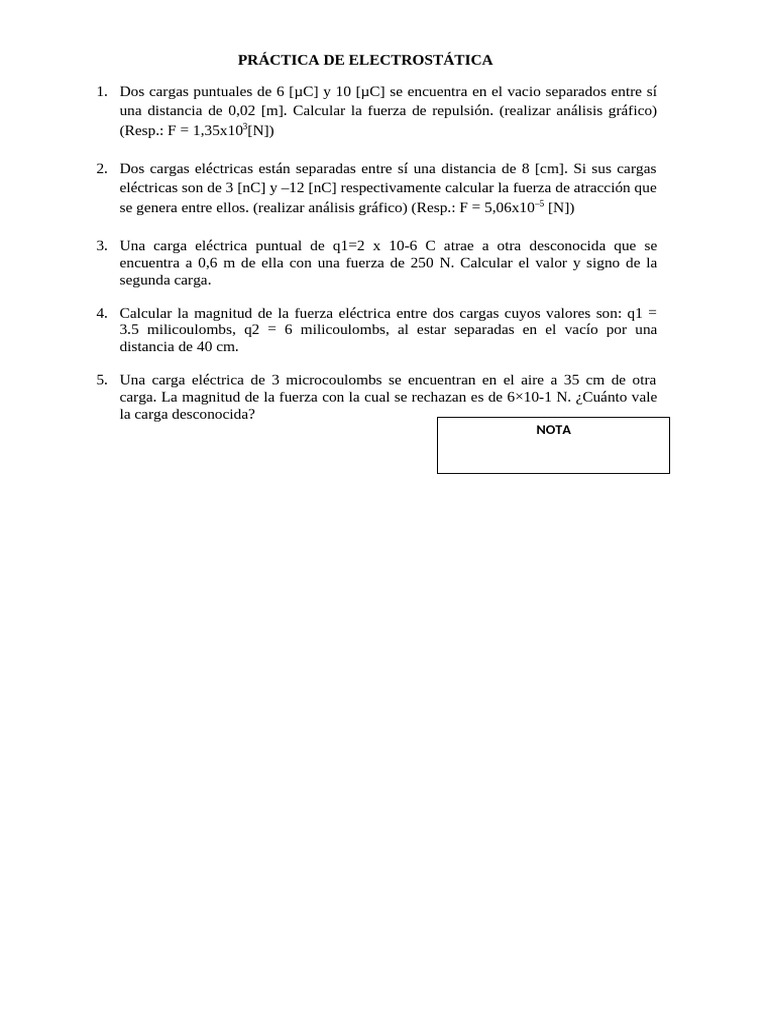 Práctica de Electrostática | PDF
