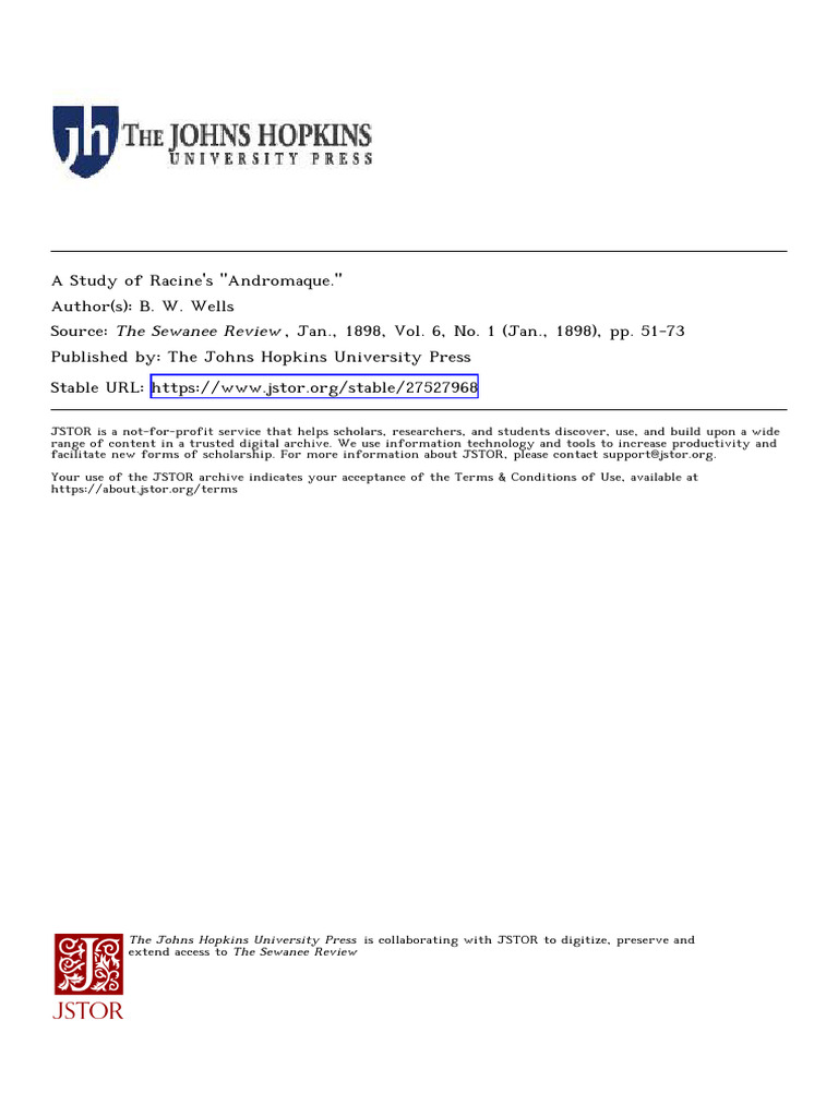 A Study of Racine's Andromaque | PDF | Jean Racine