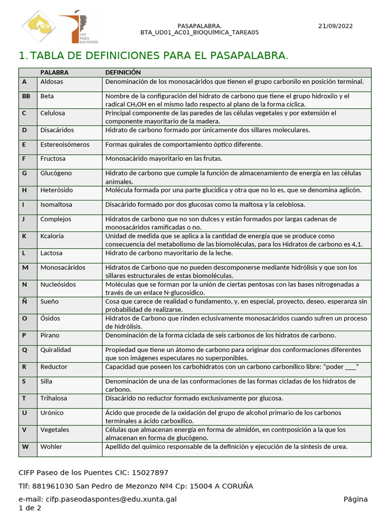 Pasapalabra Formulario HC Def | PDF | Carbohidratos | Química Orgánica