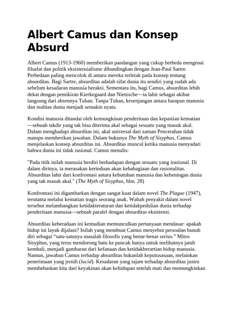 Albert Camus Dan Konsep Absurd | PDF