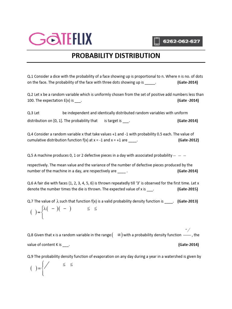 Probability Distribution | PDF | Random Variable | Probability Distribution