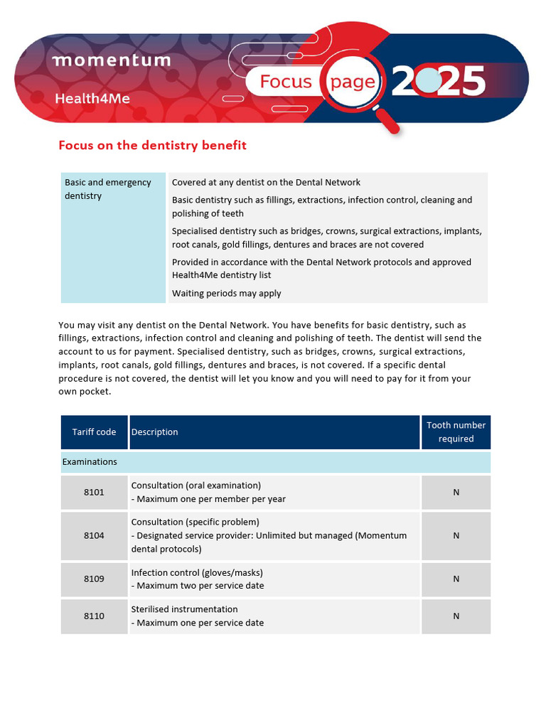 2025 - Health4Me Focus On Dentistry Benefit | PDF | Dentistry | Dental ...