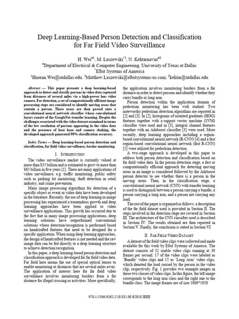 Deep Learning-Based Person Detection and Classification For Far Field Video Surveillance | PDF ...