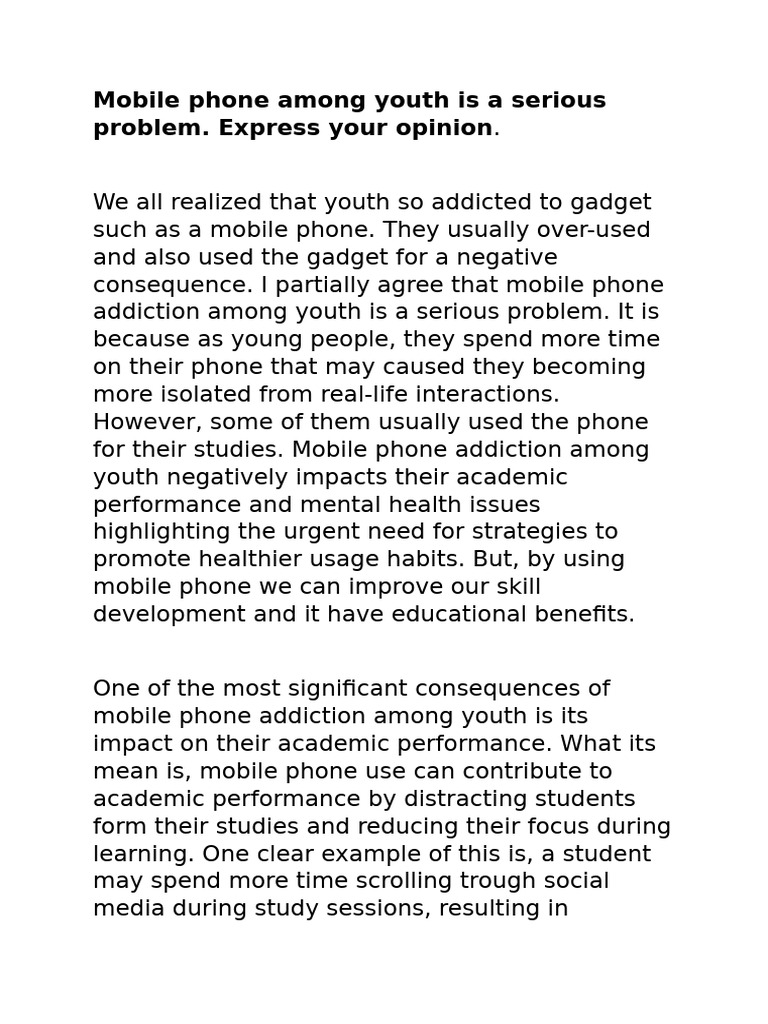 Youth Mobile Phone Addiction Issues | PDF | Mental Health | Social ...
