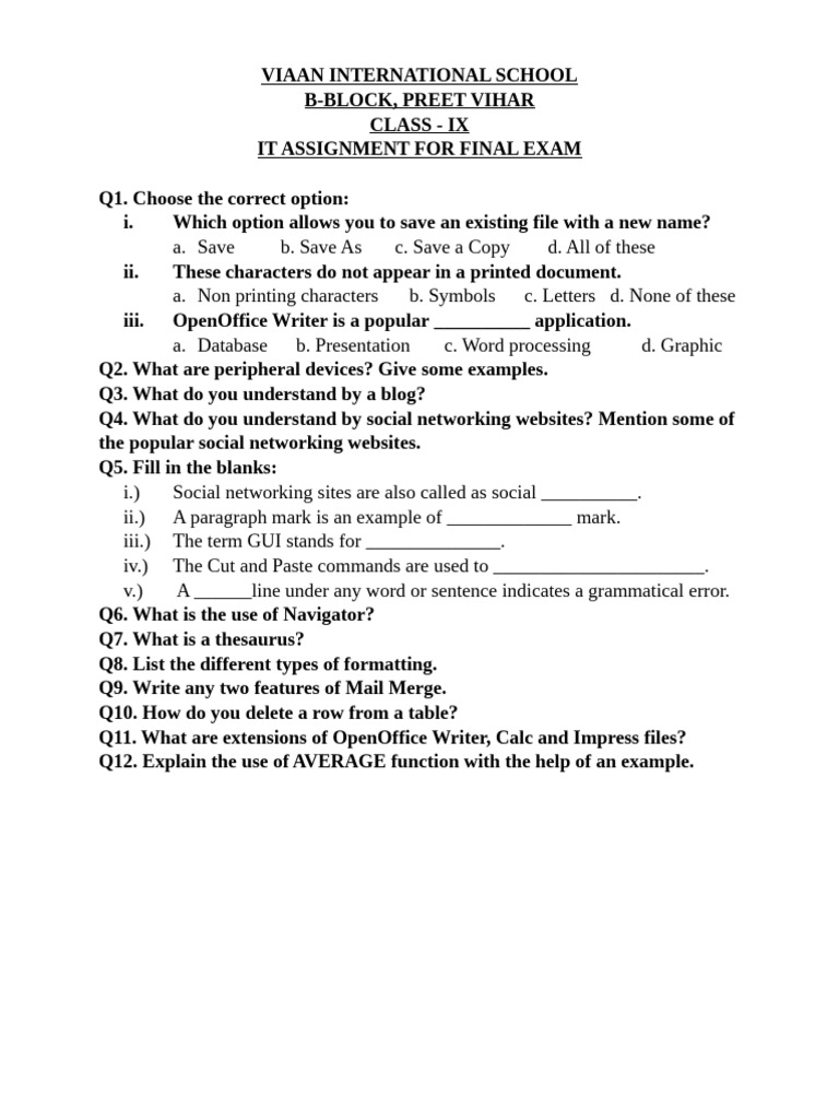 Class 9 Assignment | PDF