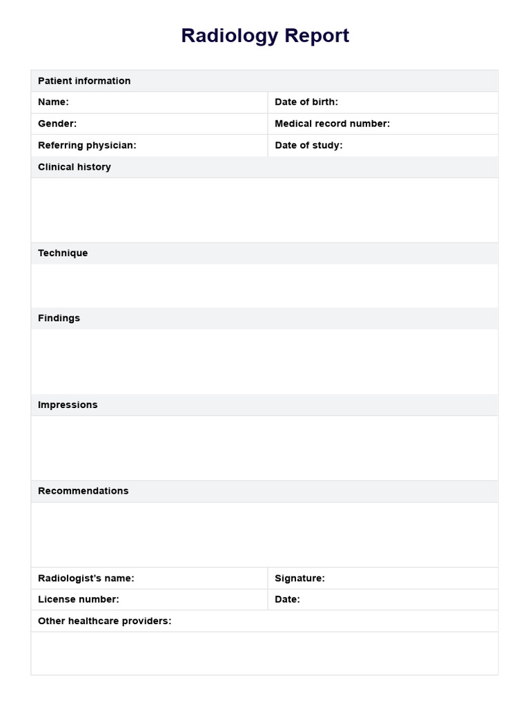 Radiology Report Template Sample | PDF