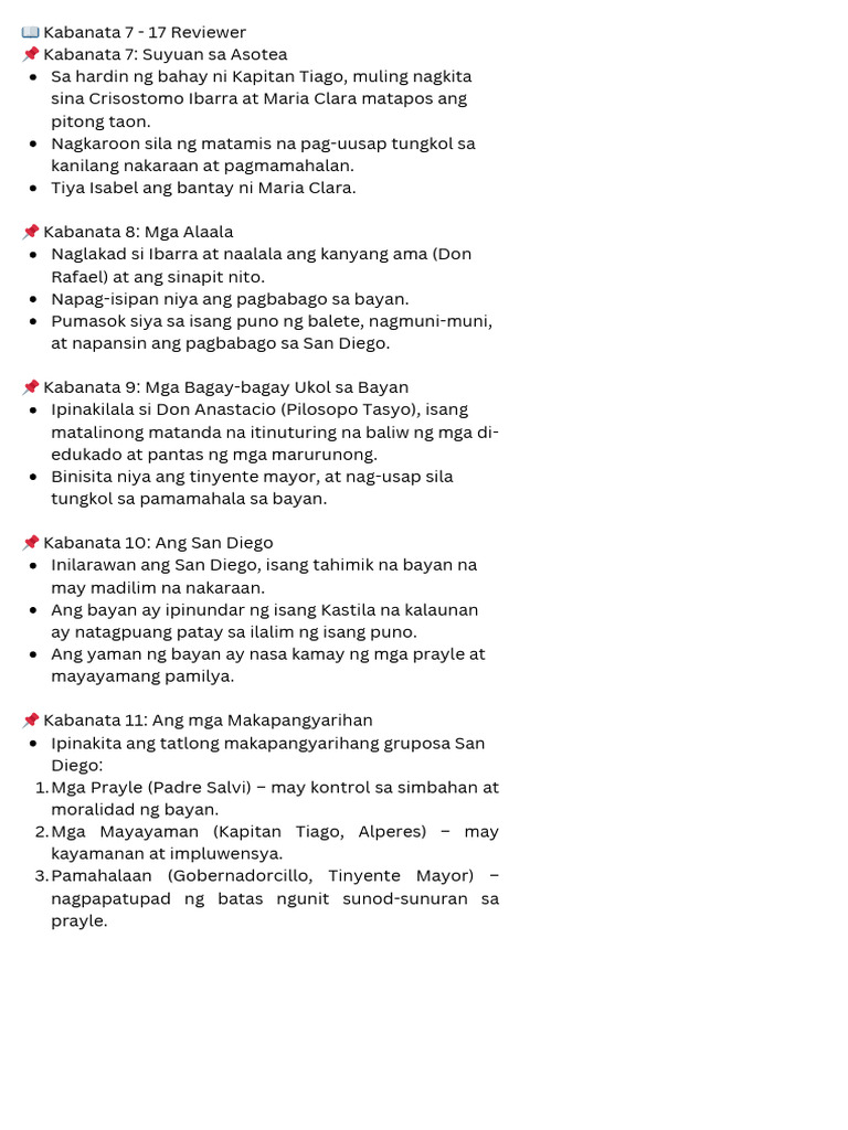 ? Kabanata 7 - 17 Reviewer ? Kabanata 7 Suyuan Sa Asotea Sa Hardin NG Bahay Ni Kapitan Tiago ...