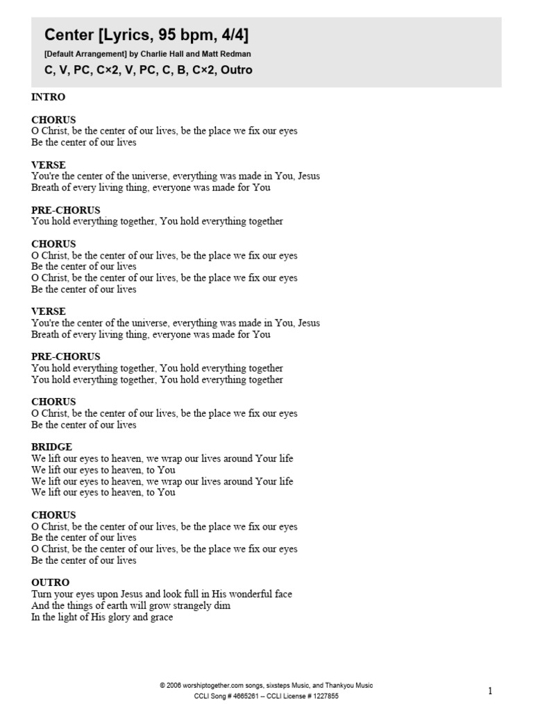 Center - Lyrics | PDF