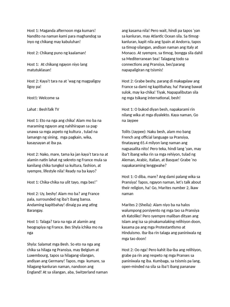 Script For Fil | PDF