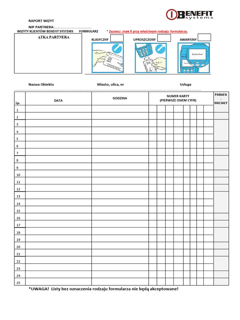 Formularz Benefit | PDF