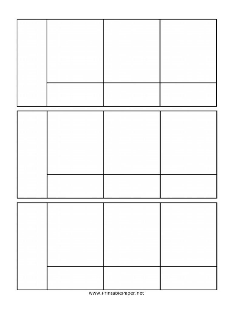Blank Three Panel Comic Template | PDF
