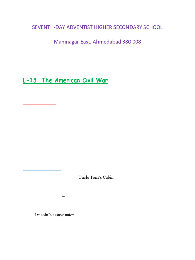 L-13 The American Civil War | PDF | American Civil War | Abraham Lincoln
