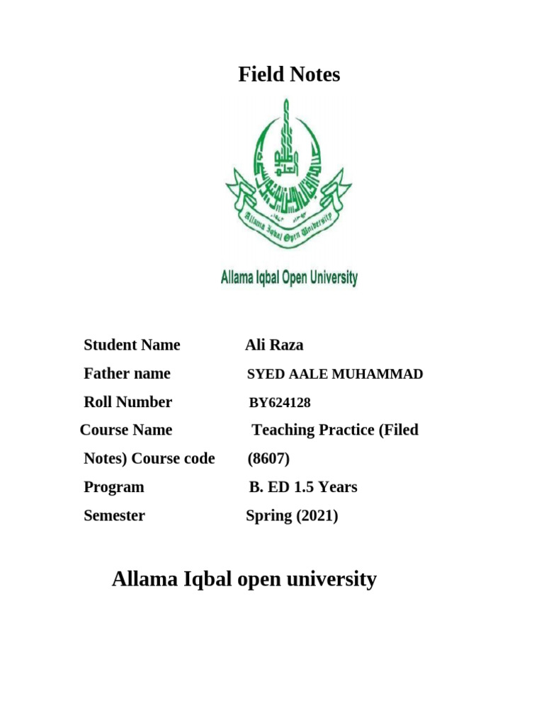 Field Notes Pdf Teachers Classroom